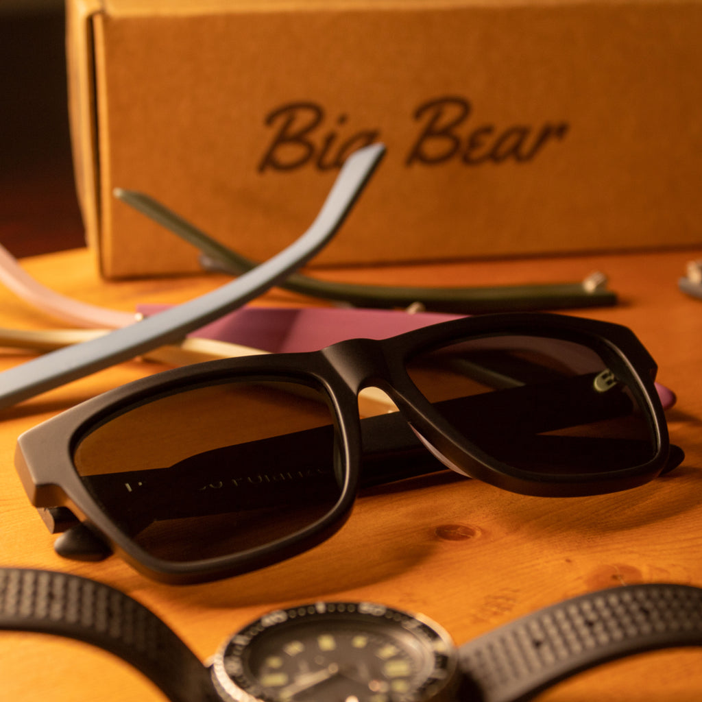 Big Bear Square Bio-Acetate | Green Lens Sunglasses – Big Bear Sunglasses