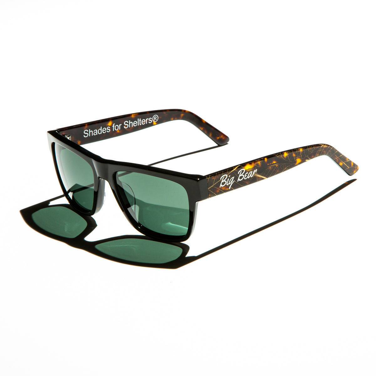 Lacy - Polished Black Acetate Green Lens Sunglasses | Polarized UV400 ...